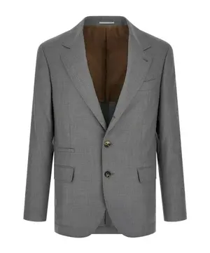 Brunello Cucinelli Single-breasted Long Sleeved Blazer - Gray