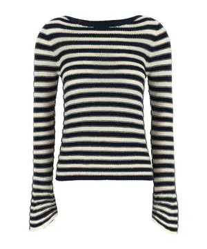 TWINSET Striped Flared-sleeve Knitted Sweater
