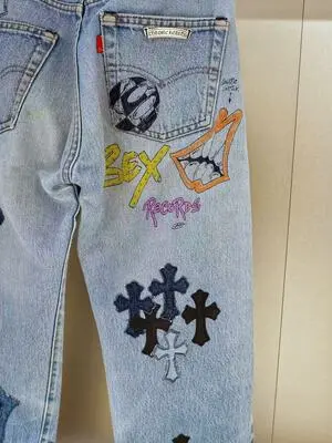 Chrome Hearts Belt Loop Jeans With Embellishments