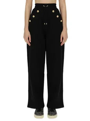 Balmain Wide-leg Buttoned Joggers