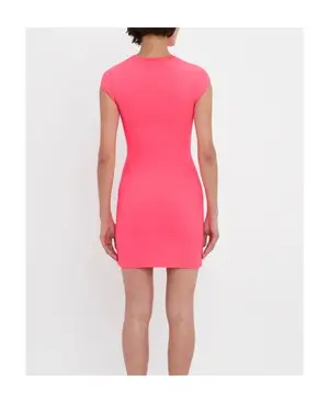 Victoria Beckham Cap Sleeved Knitted Mini Dress - Pink
