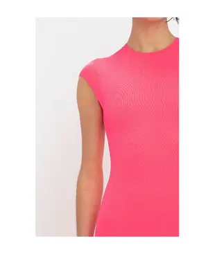 Victoria Beckham Cap Sleeved Knitted Mini Dress - Pink