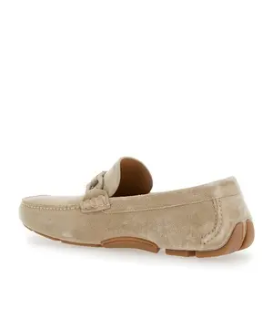 FERRAGAMO Suede Loafers With Horsebit Detail - Nude