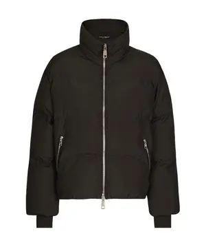 Dolce & Gabbana Cropped Down Jacket With Branded Tag