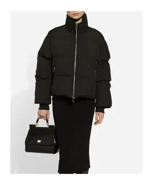 Dolce & Gabbana Cropped Down Jacket With Branded Tag