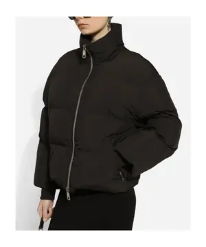Dolce & Gabbana Cropped Down Jacket With Branded Tag