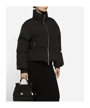 Dolce & Gabbana Cropped Down Jacket With Branded Tag