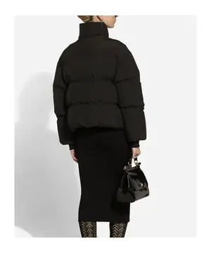 Dolce & Gabbana Cropped Down Jacket With Branded Tag