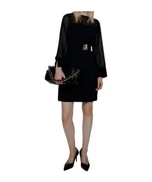 Marella Envers Satin And Georgette Belted Dress