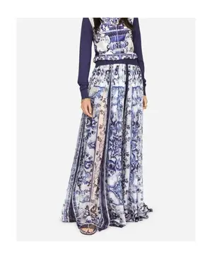 Dolce & Gabbana Majolica-printed Chiffon Maxi Skirt
