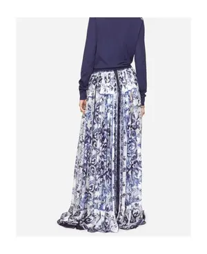 Dolce & Gabbana Majolica-printed Chiffon Maxi Skirt
