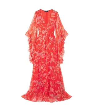 Etro Floral Print Ruffled Maxi Dress