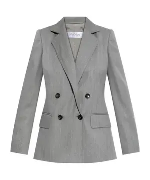 Max Mara Double-breasted Blazer With Notched Lapel - Gray