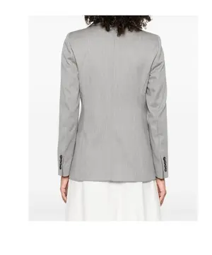 Max Mara Double-breasted Blazer With Notched Lapel - Gray