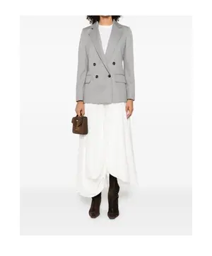Max Mara Double-breasted Blazer With Notched Lapel - Gray