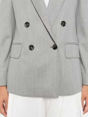 Max Mara Double-breasted Blazer With Notched Lapel - Gray