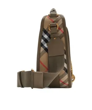 Burberry B-clip Checked Small Crossbody Bag - Sand-colored