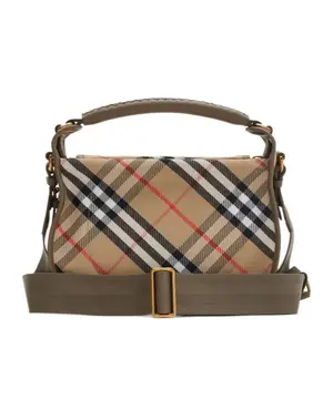 Burberry B-clip Checked Small Crossbody Bag - Sand-colored