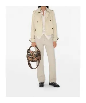 Burberry B-clip Checked Small Crossbody Bag - Sand-colored