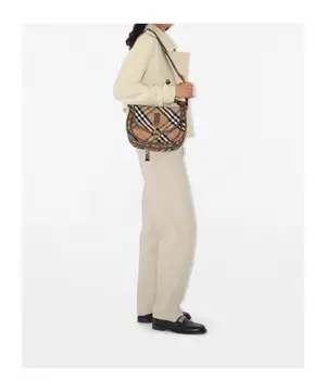 Burberry B-clip Checked Small Crossbody Bag - Sand-colored