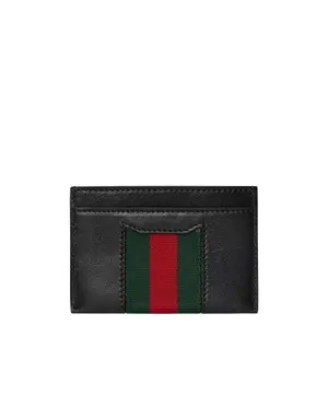 Gucci Horsebit Web Card Case - Black