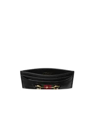 Gucci Horsebit Web Card Case - Black