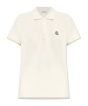 Moncler Logo Patch Short-sleeved Polo Shirt - Cream
