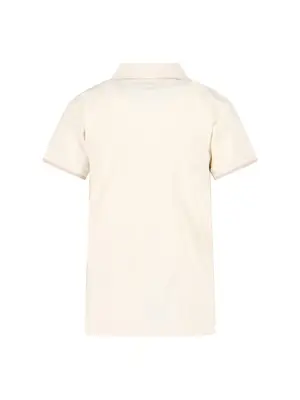 Moncler Logo Patch Short-sleeved Polo Shirt - Cream