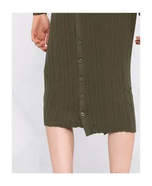 DIESEL® Ribbed Knit Midi Dress With Button Detail - Brown