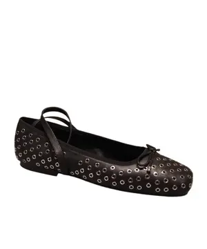 Michael Kors Embellished Square Toe Ballet Flats - Black