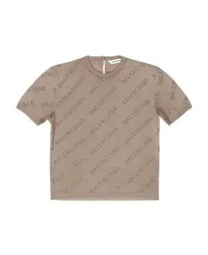 Balenciaga All Over Logo Print Crewneck Knitted Top - No