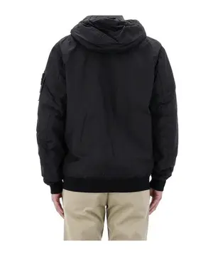 Stone Island Hooded Bomber Jacket - Black