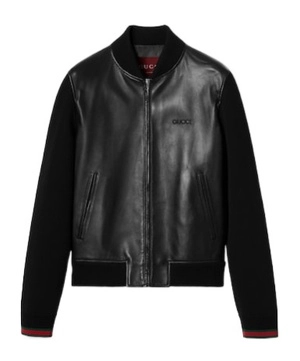 Gucci Logo Embroidered Zip-up Bomber Jacket - Black