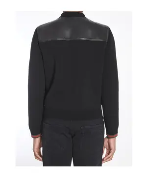 Gucci Logo Embroidered Zip-up Bomber Jacket - Black