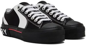Burberry Two Tone Canvas Low Top Sneakers - Black