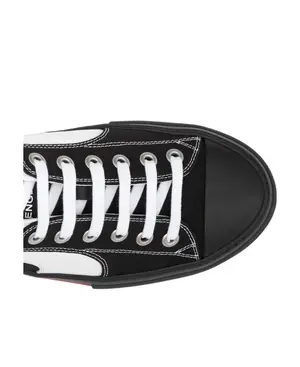 Burberry Two Tone Canvas Low Top Sneakers - Black