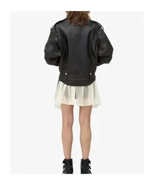 Alexander McQueen Oversized Distressed Leather Biker Jacket