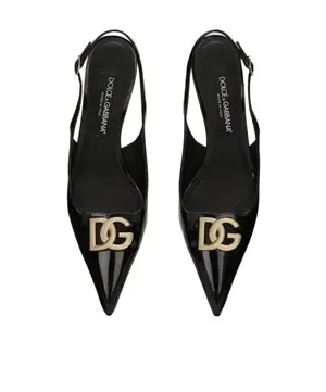 Dolce & Gabbana Dg Plaque Slingback Pumps - Black