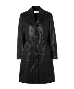 Nour Hammour Eames Patchwork Leather Coat - Black