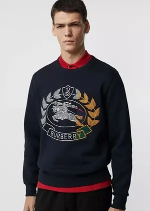 Burberry Equestrian Knight Logo Embroidered Hoodie
