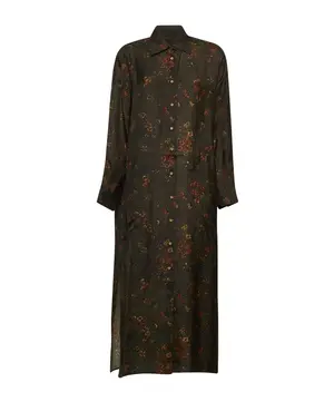 UMA WANG Long Sleeve Floral Print Dress With Side Slits