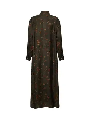 UMA WANG Long Sleeve Floral Print Dress With Side Slits