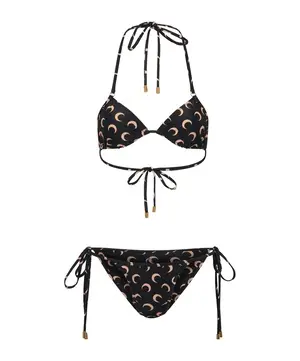 MARINE SERRE Moon-print Triangle Bikini - Black