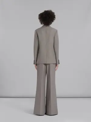 Marni Houndstooth Pattern Flared Trousers With Logo Waistband - Gray