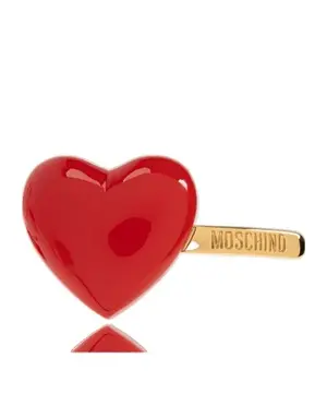 Moschino Heart Plaque Hair Clip - Red