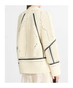 Ermanno Scervino Cotton Cardigan With Leather Trims - White
