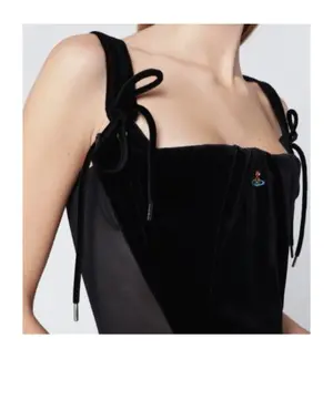VIVIENNE WESTWOOD Velvet Corset Top With Orb Logo