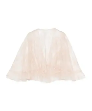 Alberta Ferretti Lace Cropped Top With Flared Sleeves And Drawstring