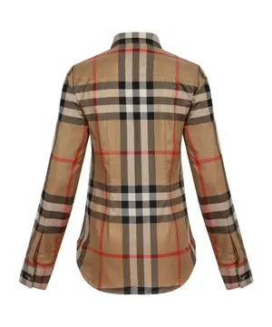 Burberry Long Sleeve Checked Shirt - Brown