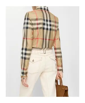 Burberry Long Sleeve Checked Shirt - Brown